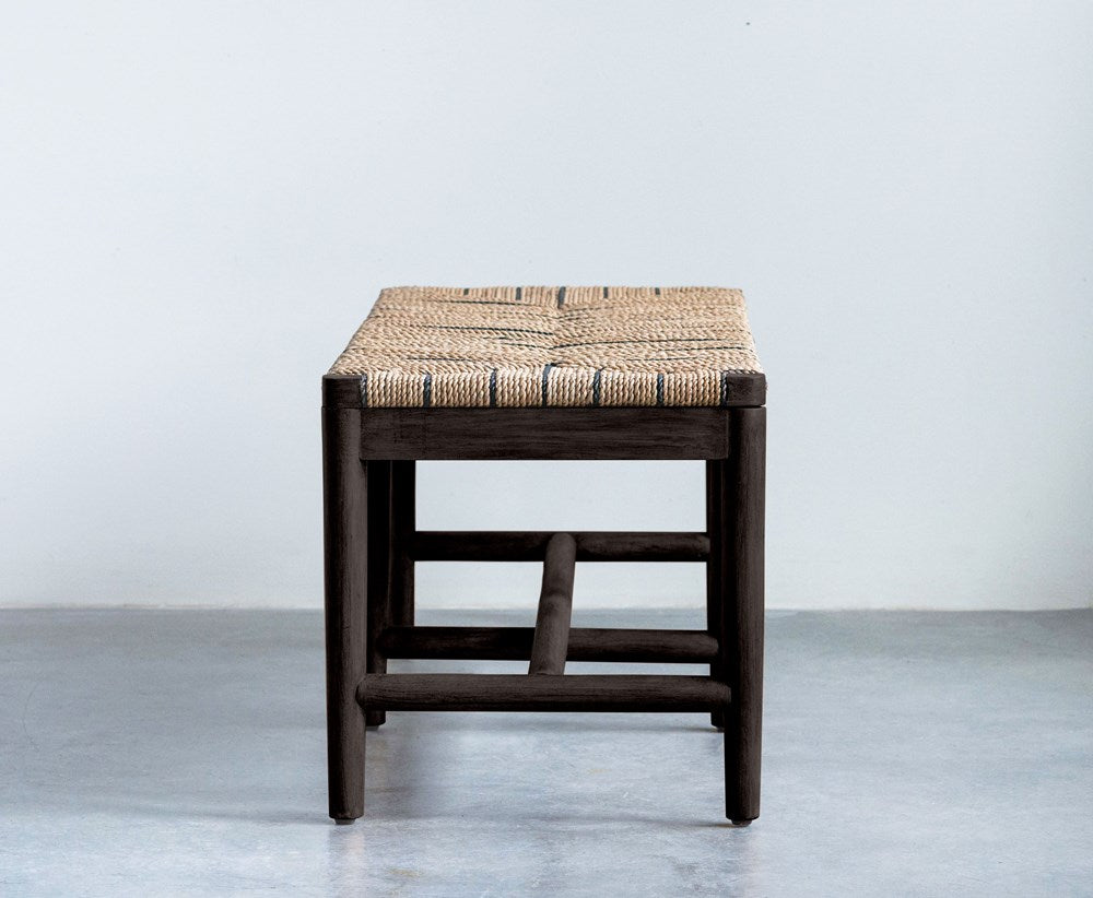 Black Mango Wood and Woven Rope Bench – Mishi Lifestyle